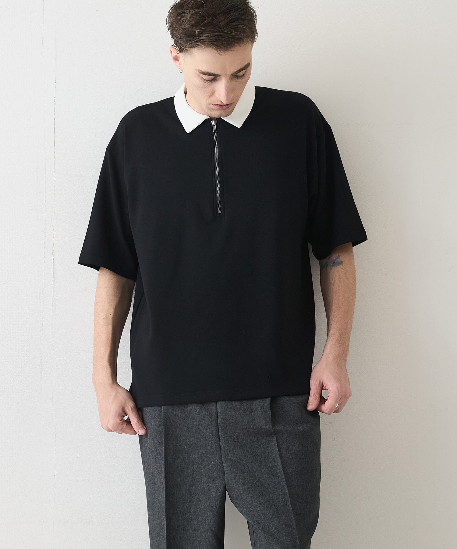 接触冷感COOLスムースジップポロ【BLUE STANDARD/ブルースタンダード】